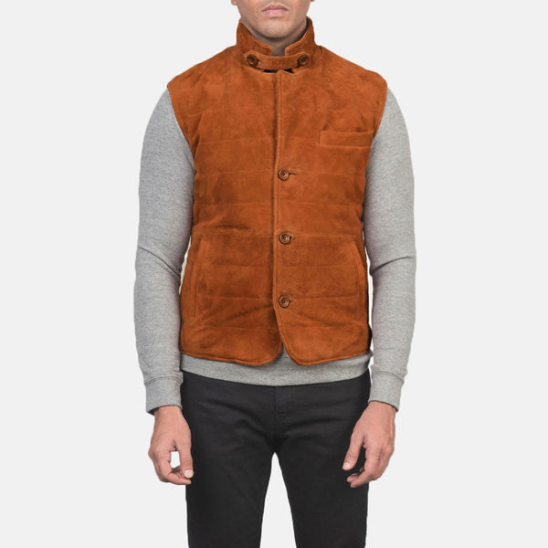 Liam Tan Brown Suede Leather Vest – Premium Style for Mens ...
