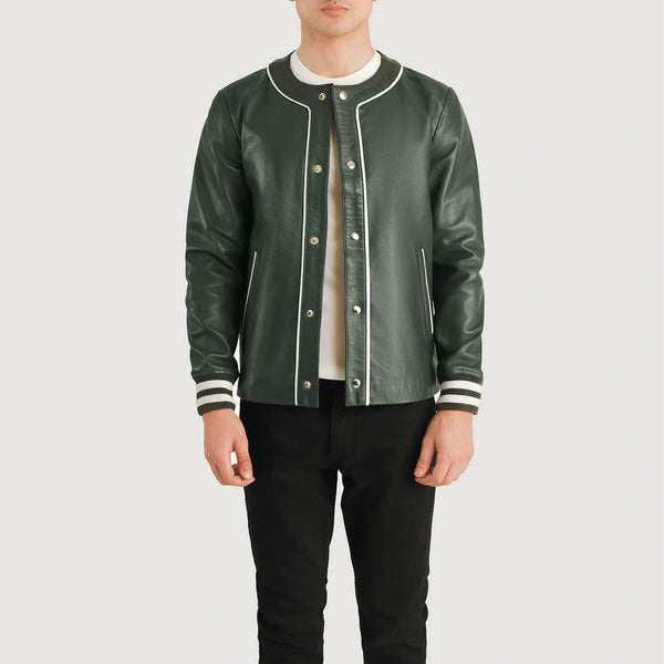 Wesley Green Leather Varsity Jacket – Premium Customizable Edition ...