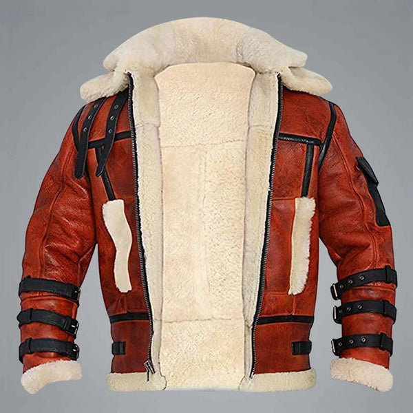 Flintz B6 Bomber Jacket - Aviator RAF Reddish Brown Shearling Leather ...