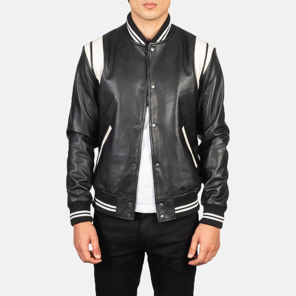 Damian Black Leather Varsity Jacket – Classic College Letterman Tailor ...