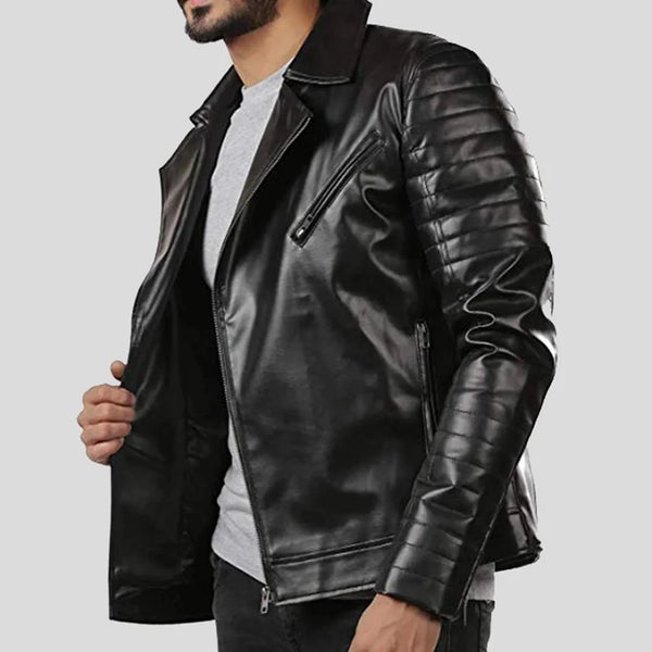 Eli Black Motorcycle Leather Jacket – leathergang.com