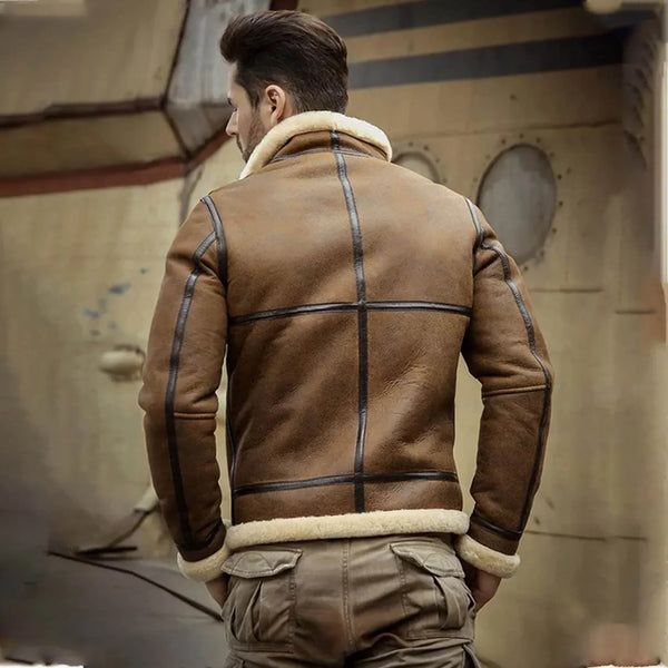 RAF Sheepskin Aviator Jacket - Men's Classic Airforce Shearling Leathe ...